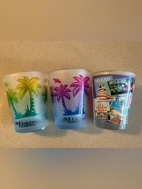 Dining | Miami Florida Colorful Palm Shot Glasses Set Of 3 | Poshmark